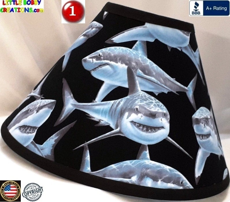 SHARKS LAMP SHADE - 1 Shade Fabric Option - Available in 23 Shade Sizes ...