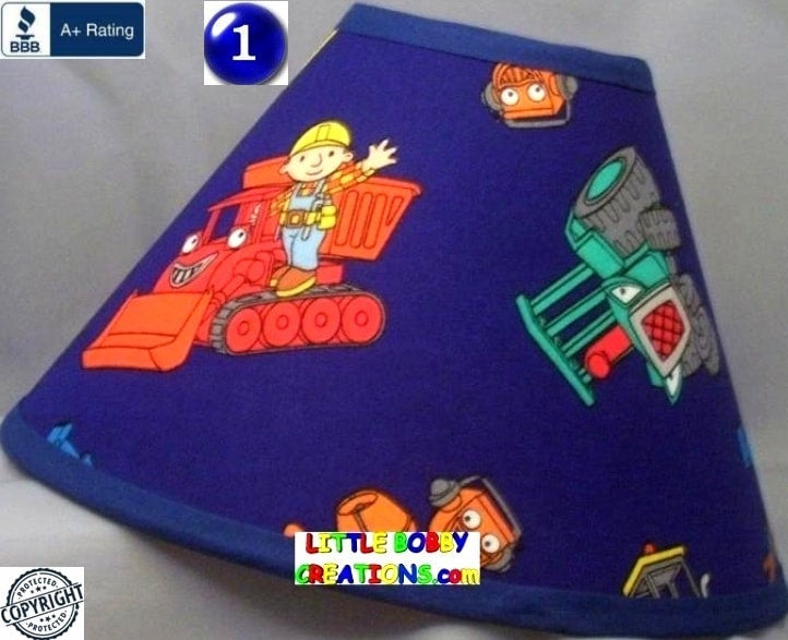 BOB THE BUILDER LAMP SHADE - 3 Shade Fabric Options - Each Available in ...