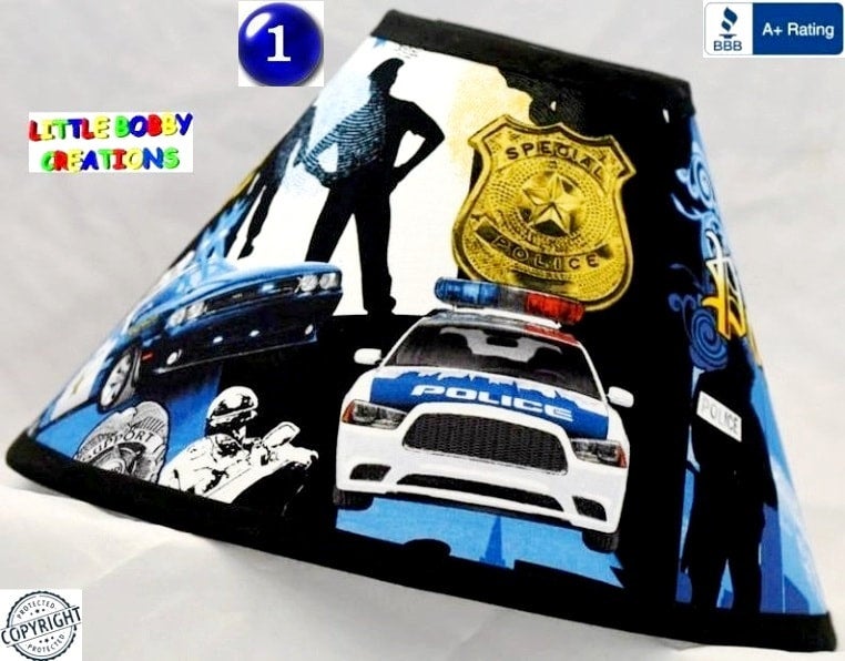POLICE LAMP SHADES - 8 Shade Fabric Options - Each Available in 23 ...