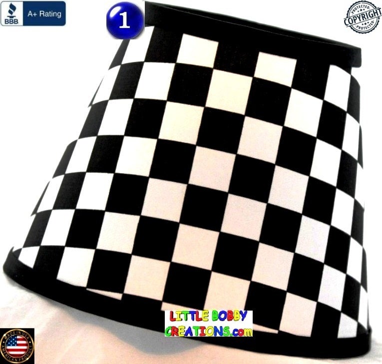 CHECKERED FLAG LAMP SHADE - 7 Shade Fabric Options - Each Available in ...