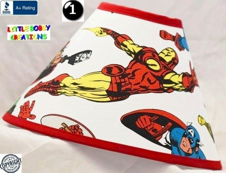 IRON MAN LAMP SHADE - 9 Shade Fabric Options - Available in 23 Shade ...