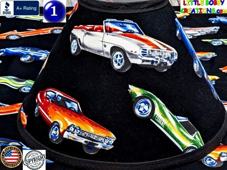 MUSCLE CAR LAMP SHADES - 19 MUSCLE CAR Shade Fabric Options - Each ...