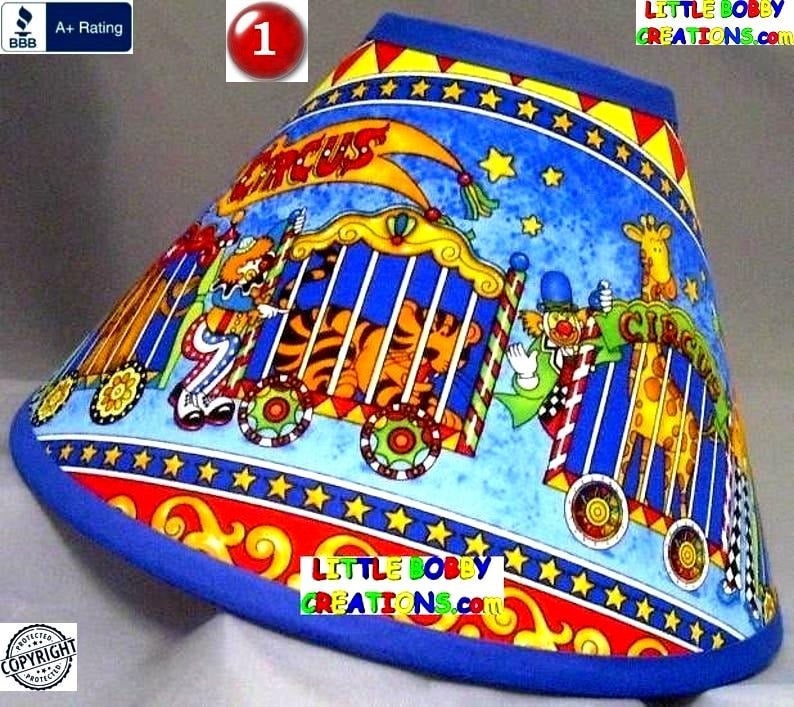 CIRCUS TRAIN LAMP SHADE - 2 Shade Fabric Options - Each Available in 23 ...